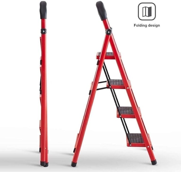 Heavy-Duty 4 Step Folding Ladder Stool with Safety Handle – Portable ...
